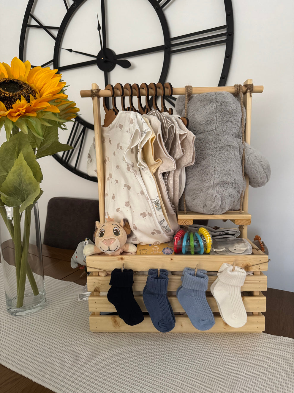 Personalised Wooden Baby Hamper Crate – Handcrafted by EMO