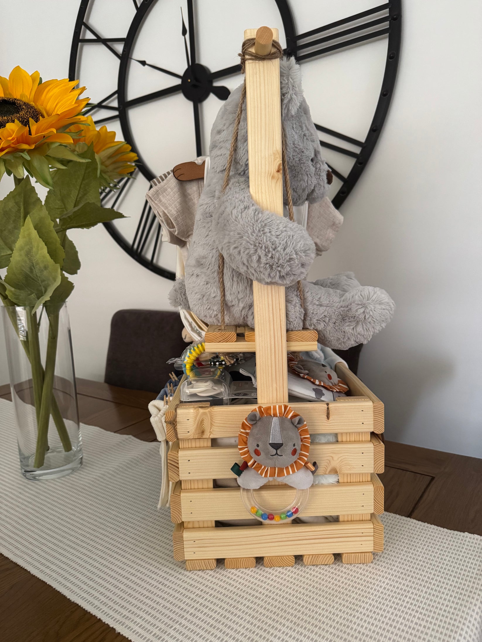 Personalised Wooden Baby Hamper Crate – Handcrafted by EMO
